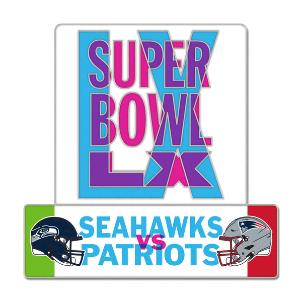 Super Bowl LX 60 Dueling Collectors Pin 1.5"x1.5" - Seattle Seahawks v ...