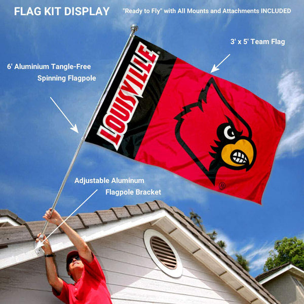 College Flags & Banners Co. Louisville Cardinals Panel Flag with Pole ...