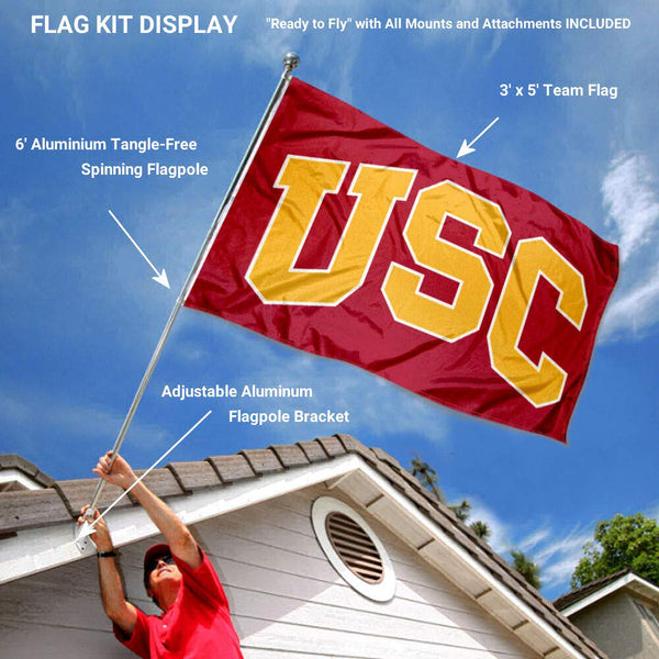 College Flags & Banners Co. Trojans Arch Flag with Pole and Bracket Kit ...