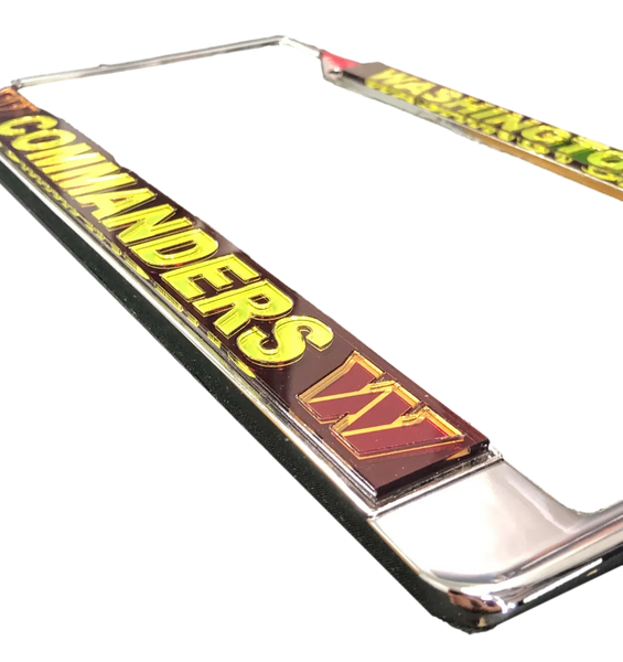 Washington Commanders Chrome Laser Cut License Plate Frame with Team ...