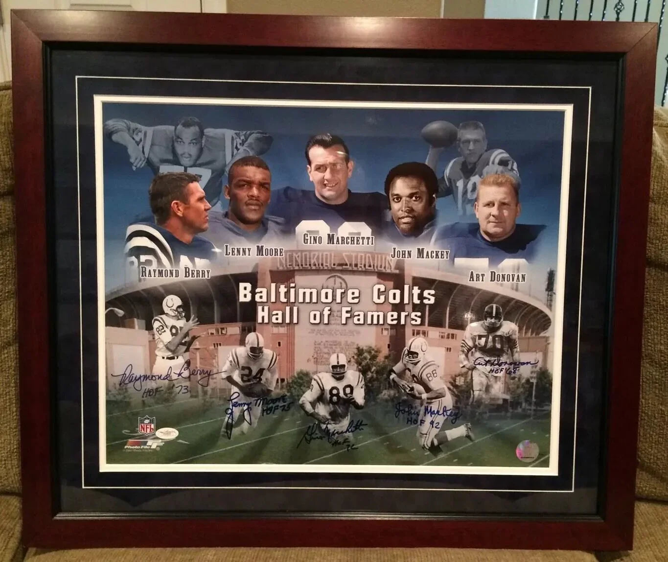 Colts Hall Of Fame Framed 16x20 Photo JSA Moore Berry Marchetti Donovan ...